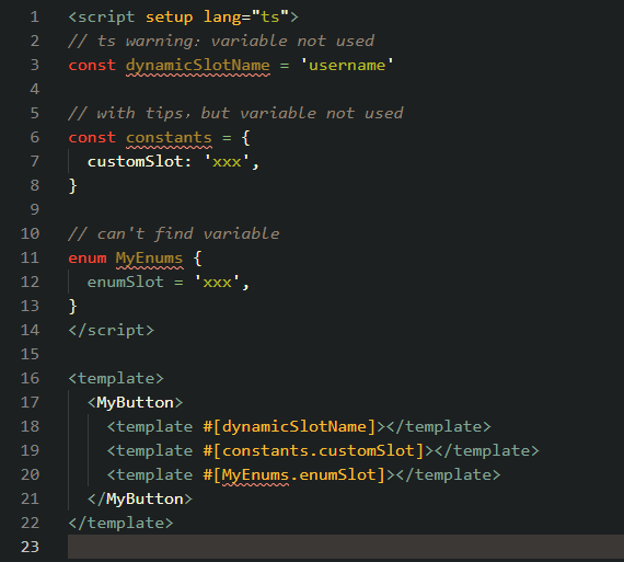 Dynamic slot name do not consume variable · Issue #263 · vuejs/language-tools · GitHub